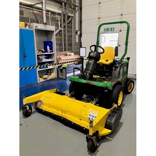 John Deere 1435 ride on mower C/W Ryetec PF1600 JD flail mower Deck ...