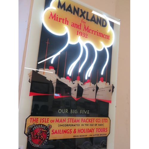 Illuminated Isle of Man Steam Packet advertising poster 'Manxland for ...