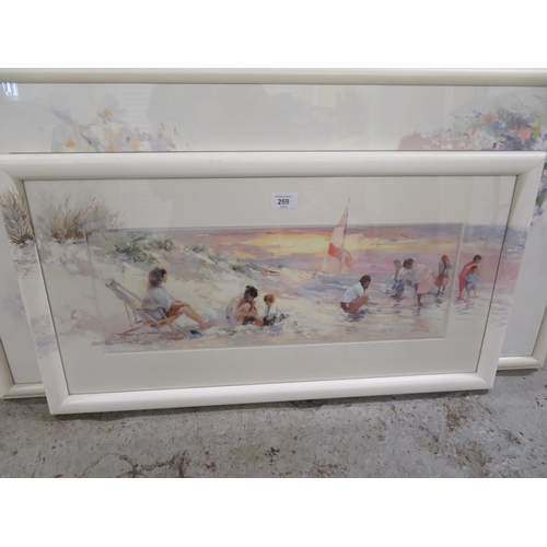 Set of colourful well framed prints where the picture flows onto the ...