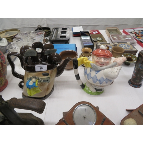 Two novelty golf teapots