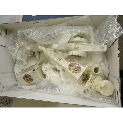 A good collection of six IOM crested ware items including rare Douglas ...