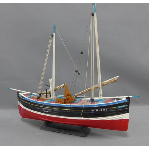 'Pentland' a painted wood fishing boat model . 47 x 58cm