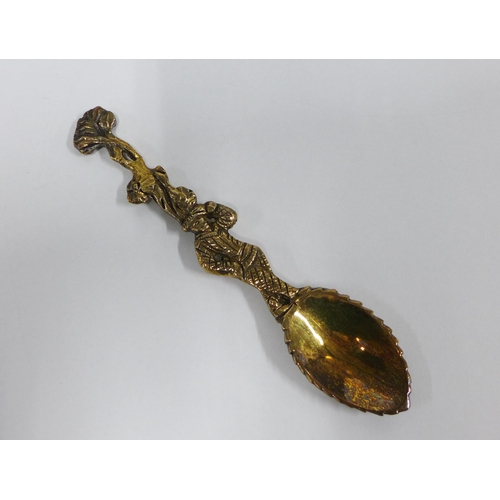 Victorian set of six silver gilt teaspoons, heavily cast and formed as ...