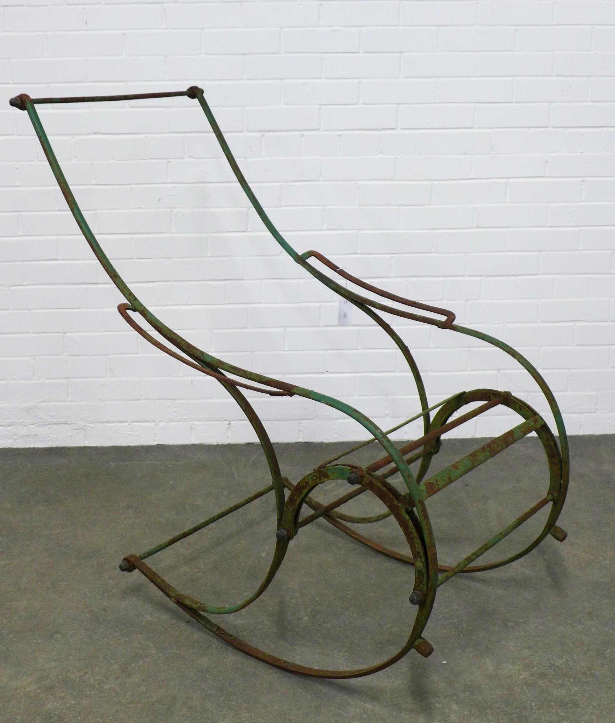 Rare 19th century green painted metal rocking chair frame likely by R.W ...