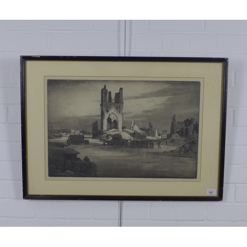 CYRIL HENRY BARRAUD (1877 - 1965) THE GREAT SQUARE YPRES, etching, signed in pencil, framed under gl