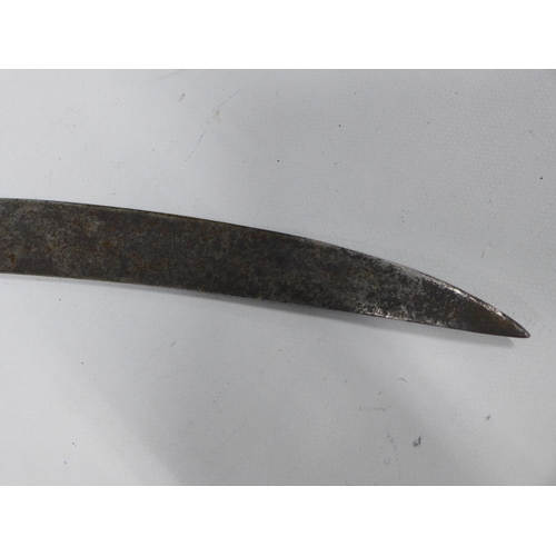 Ottoman / Persian shamshir sword with curved blade and scabbard, a/f, 94cm