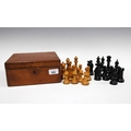 Vintage Staunton pattern chess set, one piece missing and some losses ...