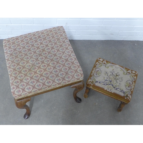 Rosewood stool on cabriole legs with tapestry upholstered seat together ...