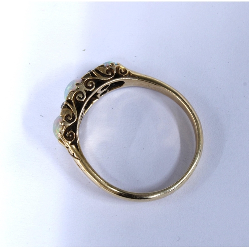 An early 20th century 18ct gold opal and diamond seven stone ring ...