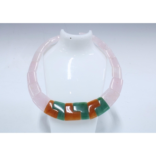 Coloured quartz necklace with silver clasp in a Joseph Bonnar ...