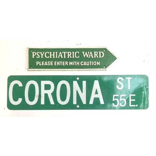 A cast iron sign 'Psychiatric Ward Please Enter With Caution', 39cmW ...