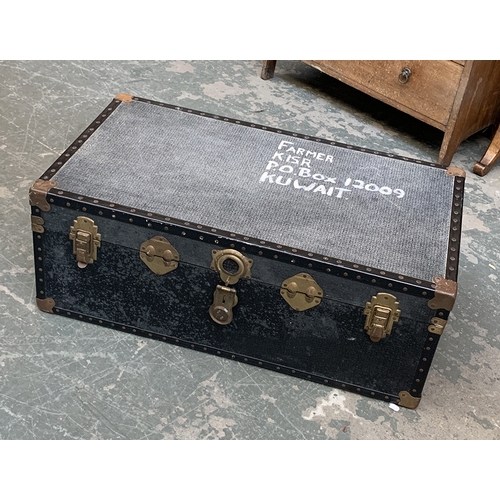 A vintage travel trunk, 92cmW