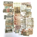 A quantity of banknotes to include a George V ten shillings treasury ...