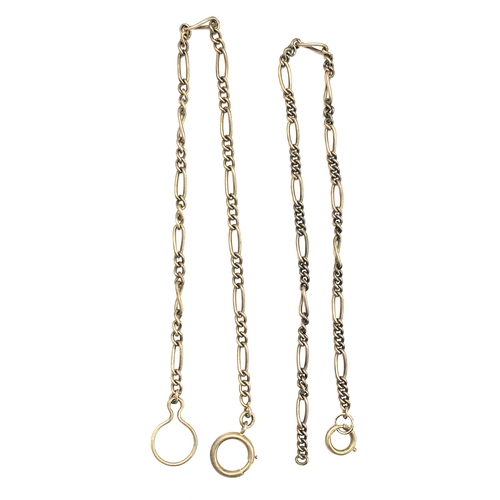 Two late 19th/early 20th century silver fob chains fastening with bolt ...