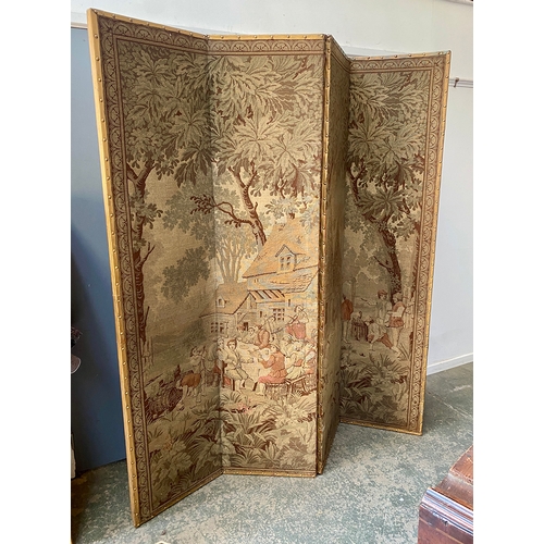 A four-fold tapestry screen, each panel 198x45cm
