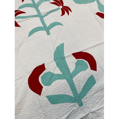A rare 19th century American cotton hand stitched 'Palm tree' quilt ...