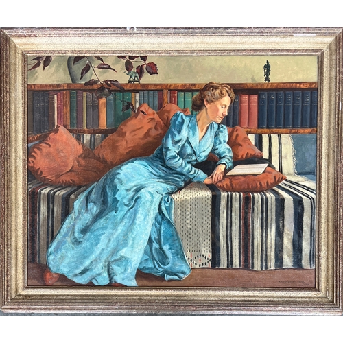 Arthur Victor Coverley-Price (1901–1988), portrait of a lady in a blue ...