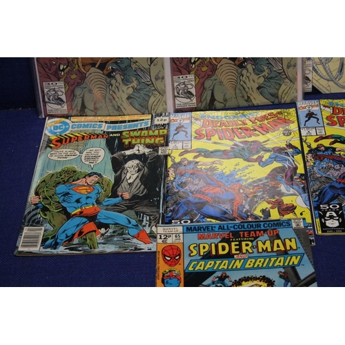 A COLLECTION OF MARVEL AND DC SPIDER-MAN COMICS, to include Marvel team ...
