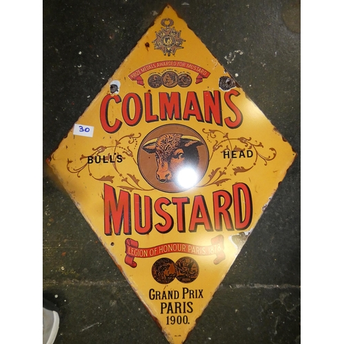 ENAMELIZED COLMANS MUSTARD SIGN 70X50CM