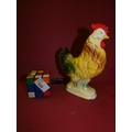 VINTAGE CERAMIC ROOSTER AND RUBIK'S CUBE