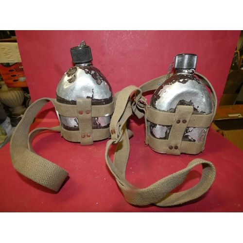 PAIR OF WW2 ENAMEL ARMY BOTTLES