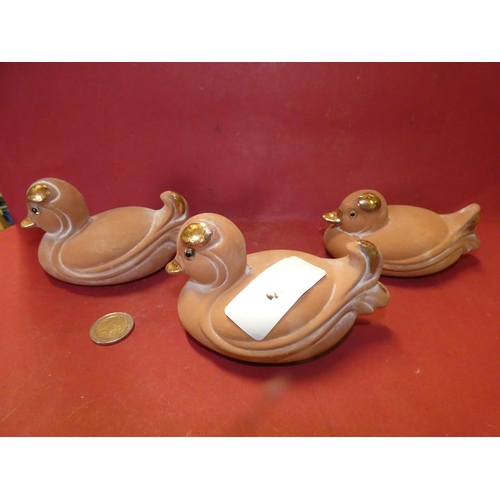 3 ART DECO POTTERY DUCKS
