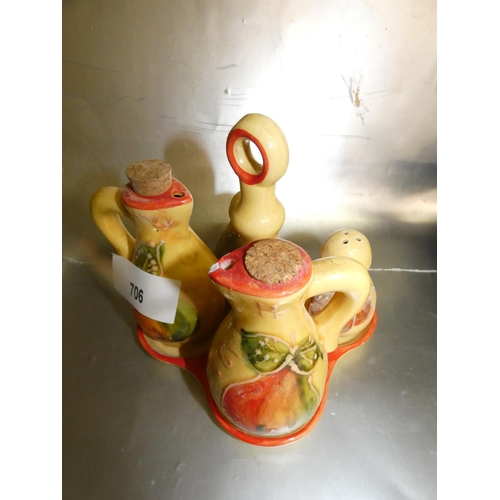 HANDMADE SPANISH POTTERY CONDIMENT SET