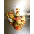 HANDMADE SPANISH POTTERY CONDIMENT SET