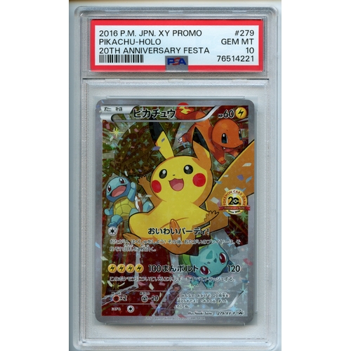 Pokemon TCG - Pikachu 20th Anniversary Festa HOLO - 2016 Pokemon JPN XY Promo - PSA 10 - This lot