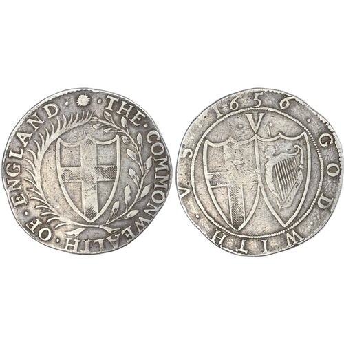 Commonwealth (1649?60), Crown, 1656, small 6 over 4. English shield ...