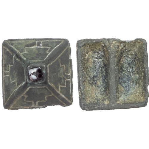 Anglo?Saxon (c. AD 750?1000) Sword Pyramid, leaded bronze and garnet ...