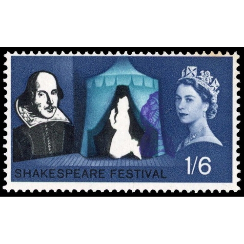 GB: 1964 1s6d Shakespeare ordinary, violet shift to right revealing a ...