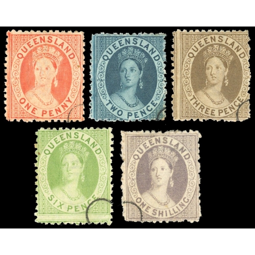 QUEENSLAND: 1895 official reprints all with part circle specimen ...