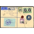 CYPRUS: 1953 KGVI 4pi registered stationery envelope (size H) to London ...