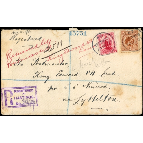 New Zealand King Edward VII Land returned cover by Postmaster