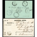 1866 printed registered letter receipt with â code 1â for Bridgetown â ...