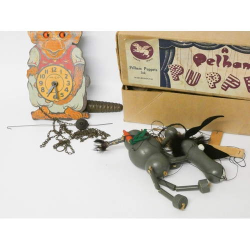 Paico 1950's novelty monkey wall clock with moving eyes and a donkey ...