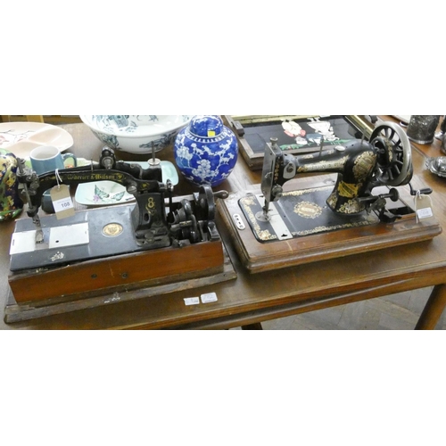 An American Wheeler & Wilson old hand sewing machine and an old Jones ...