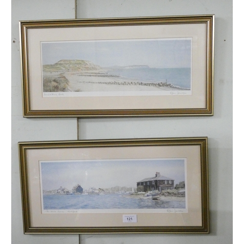 A pair of signed prints by Robin Davidson of local scenes, Hengistbury ...
