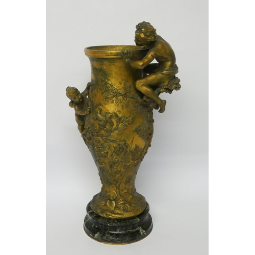 Ferdinand Barbedienne signed French gilt bronze vase, with Bacchanalian ...
