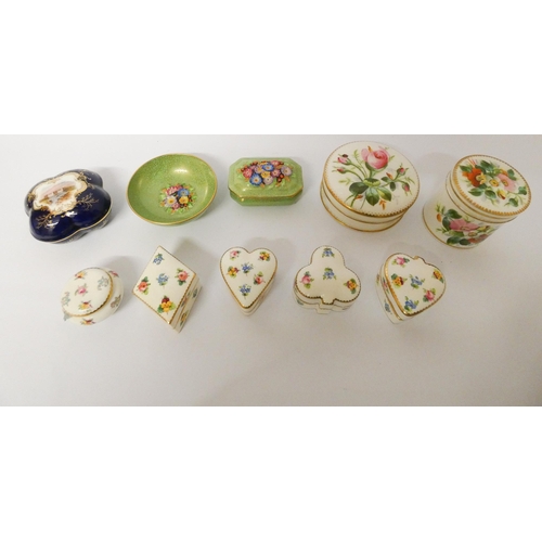 A collection of ten English porcelain trinket boxes, Coalport, Minton ...