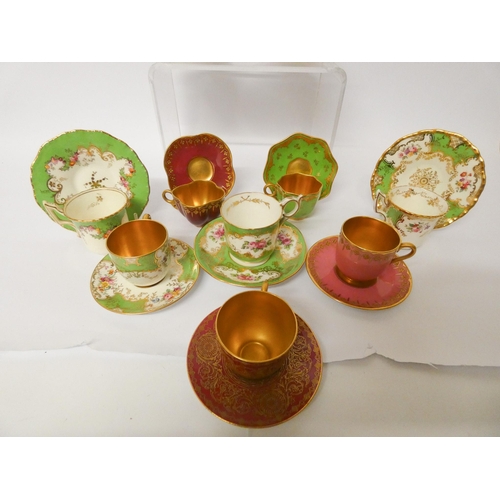 A collection of English porcelain cabinet cups and saucers - Coalport, Worcester Doulton etc