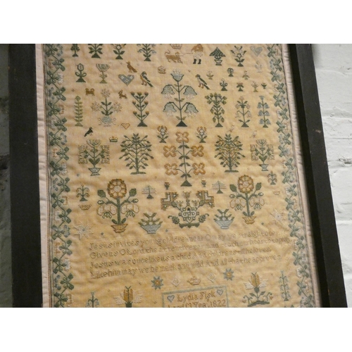 A George IV needlework sampler by Lydia Fisk aged 13 dated 1822 ...