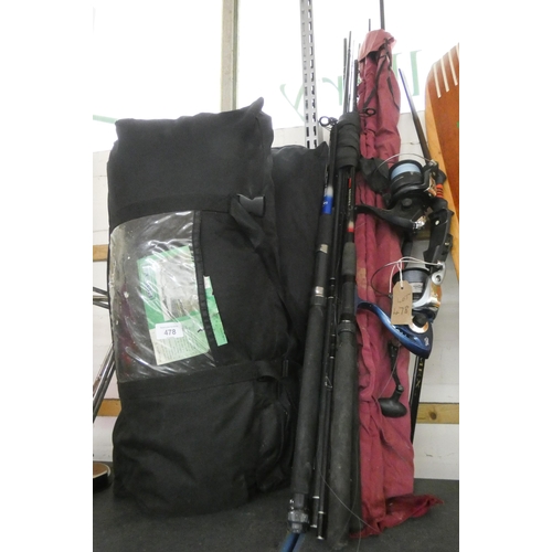 Royal 5 person tent, fishing rods & reels etc
