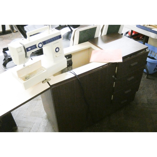 An Livret model 109 / 110 sewing machine in cabinet fitted four drawers ...