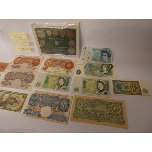 A collection of bank notes from the UK and around the world and a proof ...