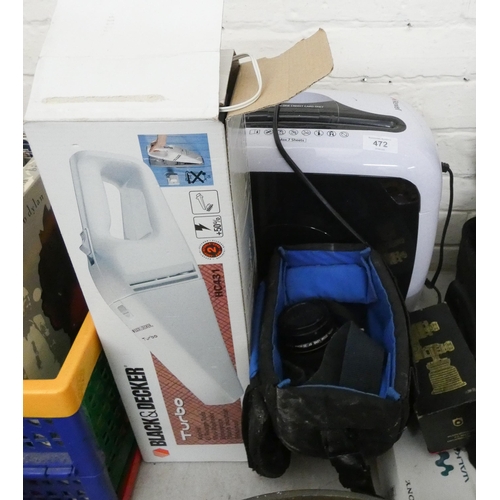 Rexel paper shredder, Black & Decker hand held hoover, camera, Sony ...