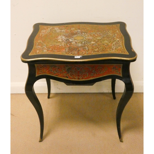 A French red Boulle inlaid ladies desk with a rosewood fitted interior