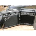 A small Squire amplifier and a small Acoustic Solutions guitar amplifier