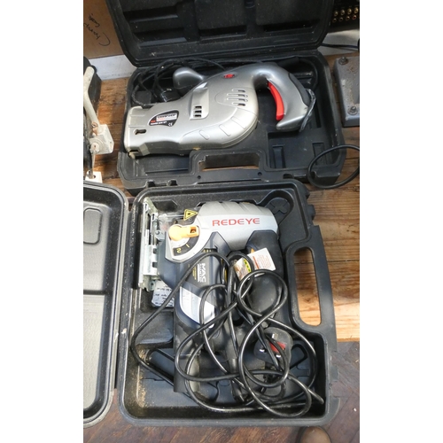 A Macalister Redeye jigsaw in carrying case and a Workshop Pro power ...